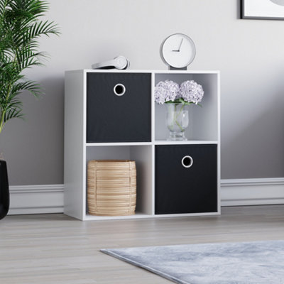 Vida Designs Durham White 2x2 Cube Storage Unit & Set of 2 Black ...