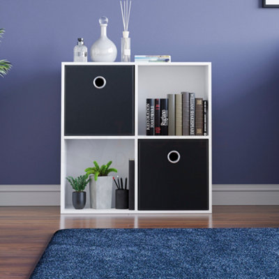 Vida Designs Durham White 2x2 Cube Storage Unit & Set of 2 Black ...