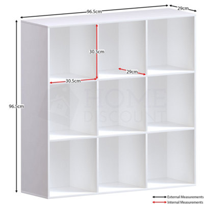Vida Designs Durham White 3x3 Cube Storage Unit & Set of 5 Grey Cube ...