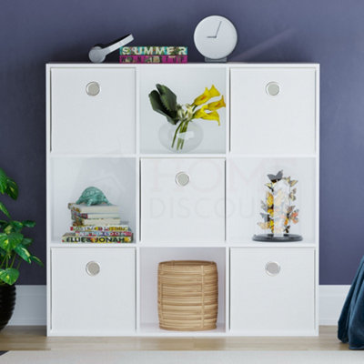 Vida Designs Durham White 3x3 Cube Storage Unit Set of 5 White Cube Storage Baskets