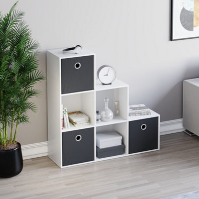 Vida Designs Durham White 6 Cube Staircase Storage Unit & Set of 3 ...