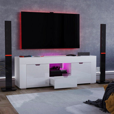 Vida Designs Eclipse 2 Door 1 Drawer LED TV Unit, White