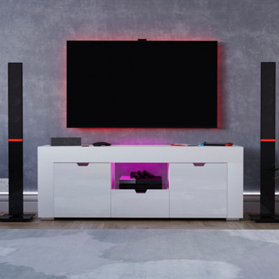 Vida Designs Eclipse 2 Door 1 Drawer LED TV Unit, White
