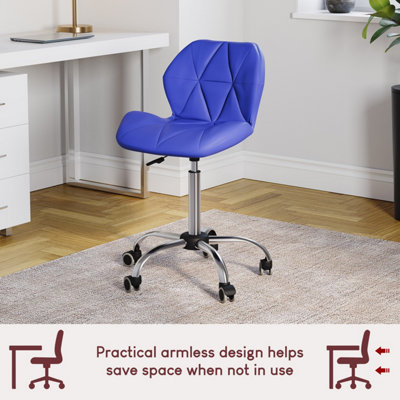 Vida Designs Geo Blue Office Swivel Chair UKFR PU Faux Leather