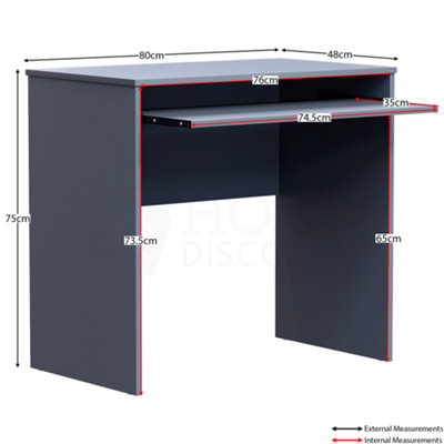 Vida Designs Huby Grey Computer Desk Workstation with Keyboard Tray