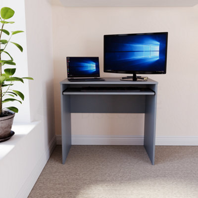 Vida Designs Huby Grey Computer Desk Workstation with Keyboard Tray