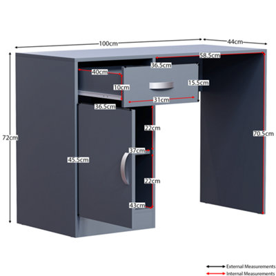 Vida Designs Hudson Grey Computer Desk With 1 Drawer and Door