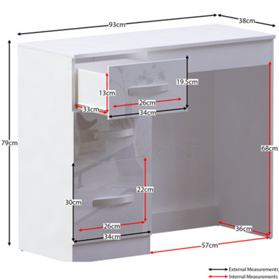Vida Designs Hulio White 3 Drawer Bedroom Vanity Dressing Table