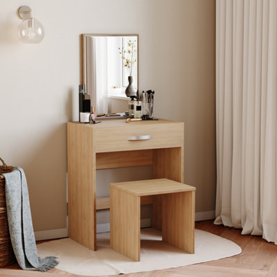 Vida Designs Isla Pine 1 Drawer Vanity Dressing Table Set With Stool