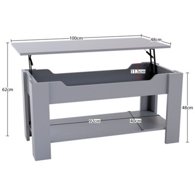 Vida Designs Lift Up Coffee Table, Grey