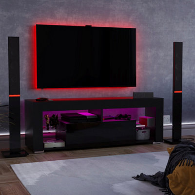 Vida Designs Luna 2 Drawer LED TV Unit, Black