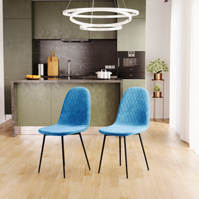 Vida Designs Luton Set of 2 Velvet Dining Chairs, Blue at B&Q