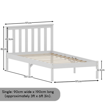Vida Designs Milan White 3ft Single Wooden Bed Frame - Low Foot End
