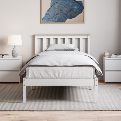 Vida Designs Milan White & Pine 3ft Single Wooden Bed Frame - Low Foot End