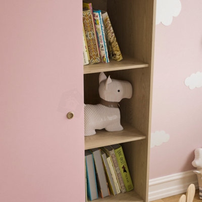 Vida Designs Neptune 1 Door 5 Shelf Wardrobe in Pink & Oak (H)1875mm (W ...