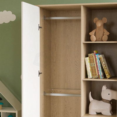 Vida Designs Neptune 1 Door 5 Shelf Wardrobe in White & Oak (H)1875mm ...