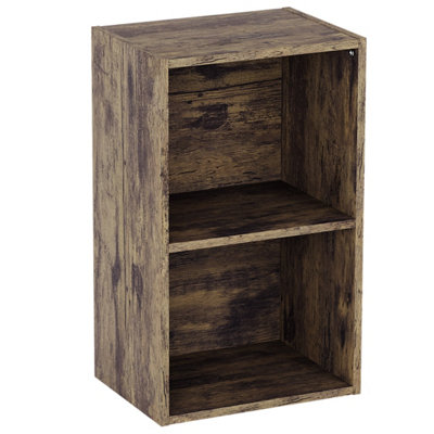Vida Designs Oxford 2 Tier Cube Bookcase, Dark Wood