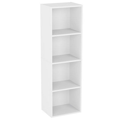 Vida Designs Oxford 4 Tier Cube Bookcase, White Wooden Shelving Display ...