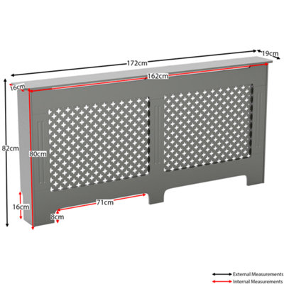 Vida Designs Oxford Extra Large Grey Radiator Cover