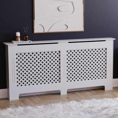 Vida Designs Oxford Extra Large White Radiator Cover