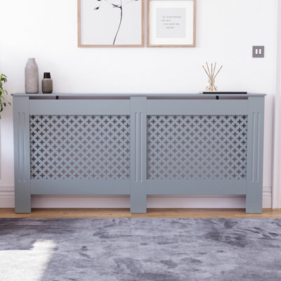 Vida Designs Oxford Radiator Cover Dark Grey, Extra Large