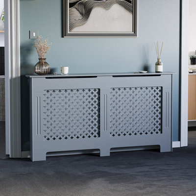 Vida Designs Oxford Radiator Cover Dark Grey, Large