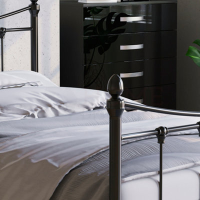 Vida Designs Paris Black 4ft Small Double Metal Bed Frame, 190 x 120cm