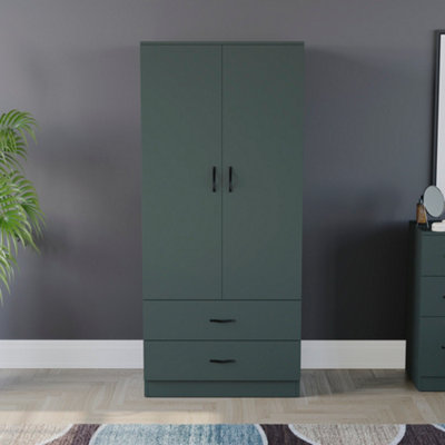 Vida Designs Riano 2 Door 2 Drawer Wardrobe, Green