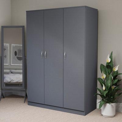 Vida Designs Riano 3 Door Wardrobe, Grey