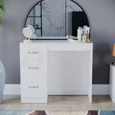 Vida Designs Riano White 3 Drawer Bedroom Vanity Dressing Table