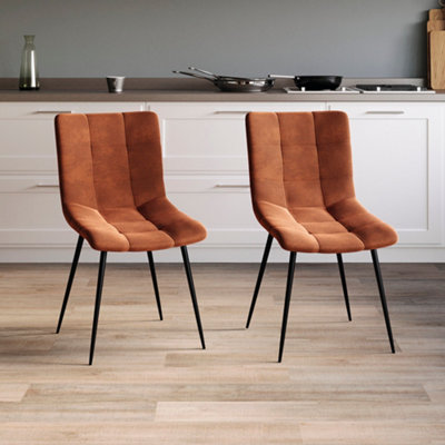 Vida Designs Richton Set of 2 UKFR Velvet Dining Chairs, Orange