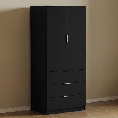 Vida Designs Trega 2 Door 3 Drawer Wardrobe, Black