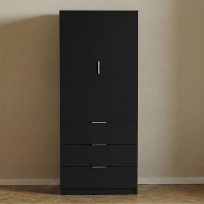 Vida Designs Trega 2 Door 3 Drawer Wardrobe, Black