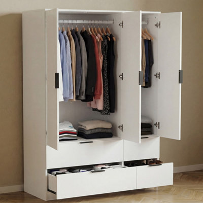 Vida Designs Trega 3 Door 4 Drawer Wardrobe, White