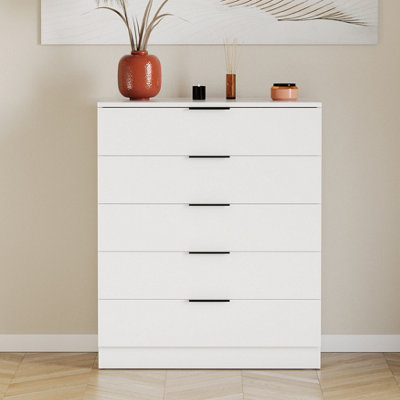 Vida Designs Trega White 5 Drawer Chest Anti-Bowing Support & Stylish ...