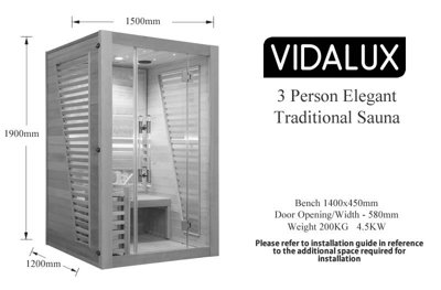Vidalux 3 Person Elegant Traditional Sauna With Bluetooth