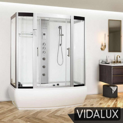 Vidalux Aegean 1700 Steam Shower Whirlpool & AirSpa Bath - White