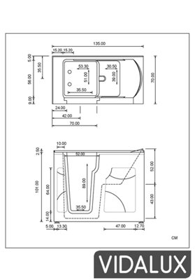 Vidalux Ashford 1350 Whirlpool & Airspa Easy Access Walk-In Bath - Left ...