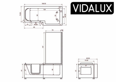 Vidalux Coniston Right Hand Whirlpool Walk In Bath & Bath Screen