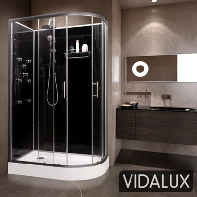 Vidalux Hydro SS712 Left Shower Cabin 1200 x 800-Black