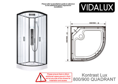 Vidalux Kontrast Lux 800 x 800 Quadrant Hydro Shower Cabin