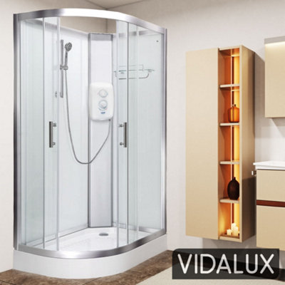 VIDALUX PURE E 1200 X 800 WHITE ELECTRIC RIGHT SHOWER CABIN - TRITON ...