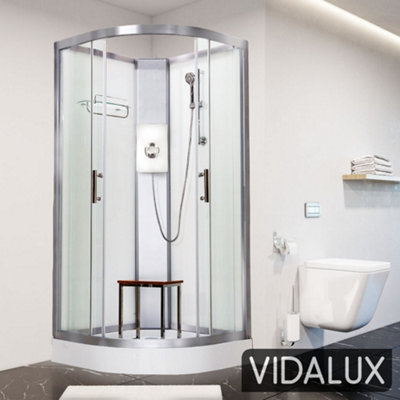 Vidalux Pure E 800 x 800 Electric Shower Cabin-Triton Lux White 9.5KW