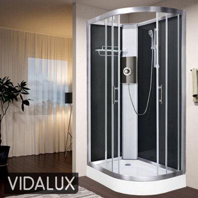 Vidalux Pure E Black 1200 x 800 Electric Left Shower Cabin-Triton Lux ...
