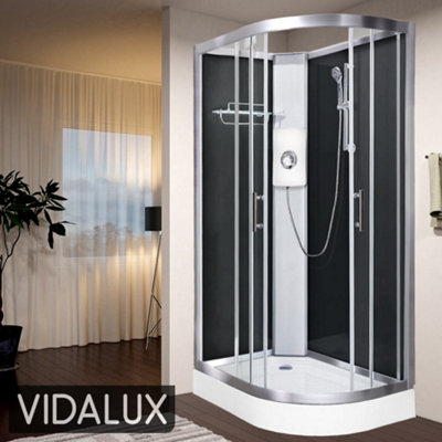 Vidalux Pure E Black 1200 x 800 Electric Left Shower Cabin-Triton Lux ...