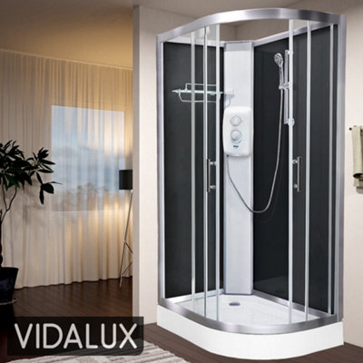 Vidalux Pure E Black 1200 x 800 Electric Left Shower Cabin-Triton ...