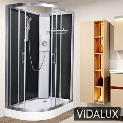 Vidalux Pure E Black 1200 x 800 Electric Right Shower Cabin-Triton Lux ...