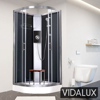 Vidalux Pure E Black 800 x 800 Electric Shower Cabin-Triton Lux Black 8.5KW