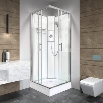 Vidalux Pure E Square 900 x 900 White Electric Shower Cabin-Triton Lux ...