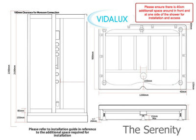 VIDALUX SERENITY STEAM SHOWER CABIN - WHITE